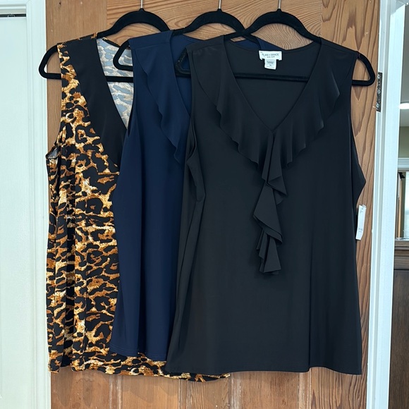 new directions | Tops | New Directions Ruffled Tan Navy And Black ...